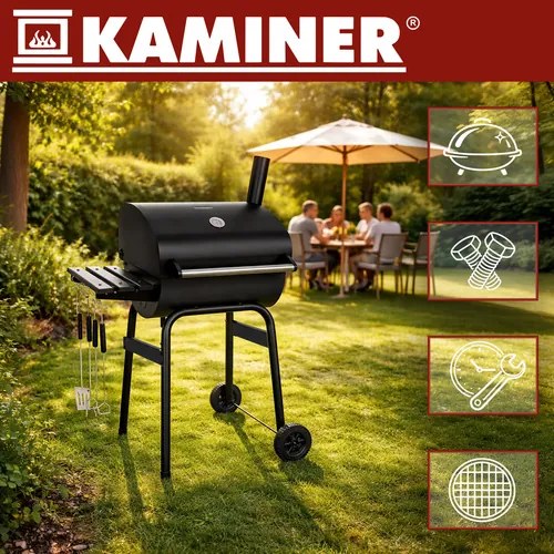 Zahradní gril s krytem 82x51x117cm Kaminer