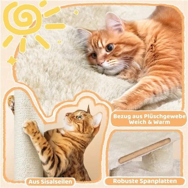 Škrabadlo pro kočky Yaheetech – béžová, 49,5 cm (délka) × 34,5 cm (šířka) × 86,5 cm (výška) (267321128287)