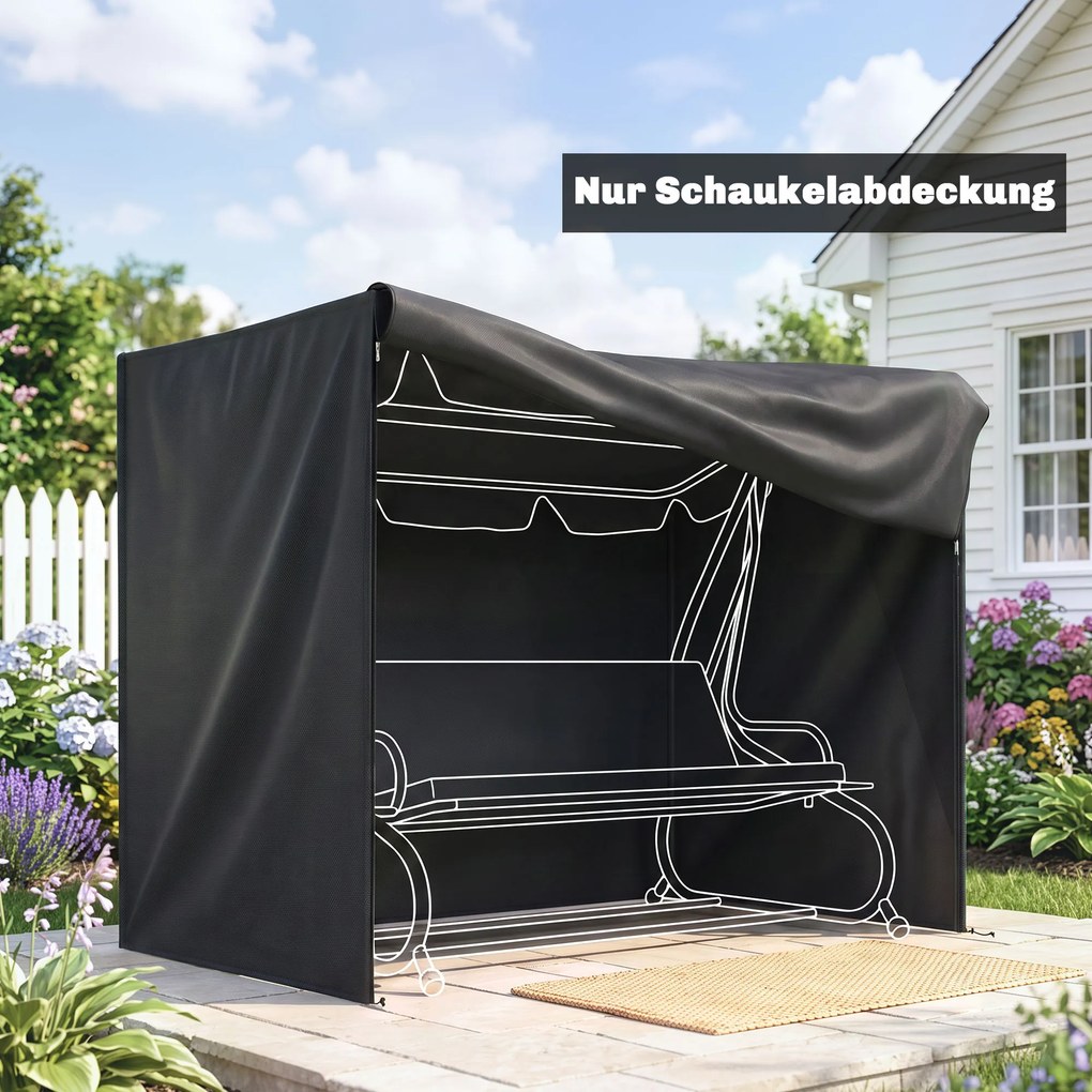Outsunny Hollywoodský kryt na houpačku Vodotěsný ochranný kryt na zahradní houpačku s UV ochranou Oxford černý 220 x 125 x 172 cm | Aosom.de