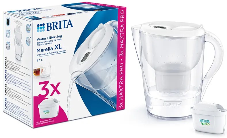 Brita Sada filtrační konvice Marella XL, 3,5 l, bílá + 3 filtry Maxtra Pro Pure Peformance 1052782