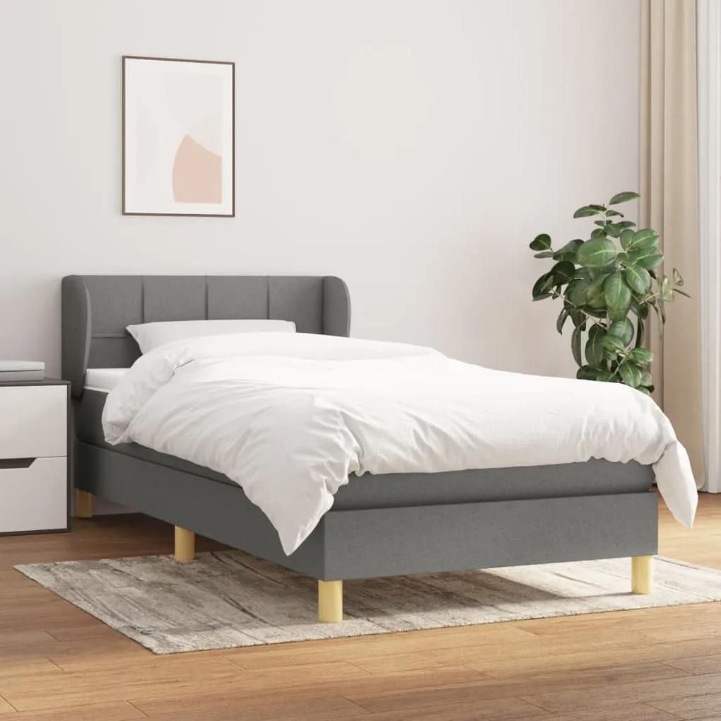 Box spring postel s matrací tmavě šedá 100 x 200 cm textil,  3126782