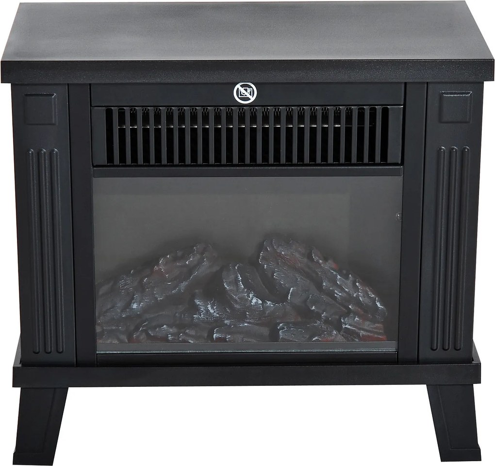 HOMCOM elektrický krb elektrická kamna stojící krb s efektem plamene 6001200W kov černý 34x17x31 cm pro příjemné večery |
