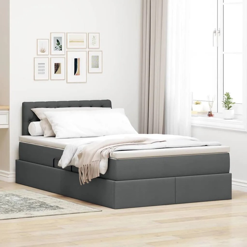 Postel s úložným prostorem a matrací Tmavě šedá 120 x 200 cm 3370564