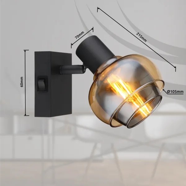 Globo 54309-1B - Nástěnné bodové svítidlo TOKKI 1xE14/40W/230V černá