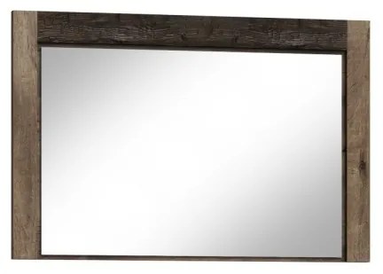 Masivní zrcadlo na zeď z tmavého jasanu s kovovými úchyty a výraznou reliéfní kresbou TK210