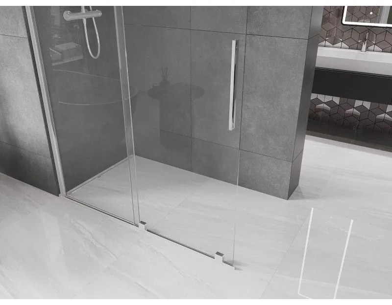 Mexen Velar, posuvné dveře do otvoru typ Walk-In 140 cm, 8mm čiré sklo, chromová, 871-140-000-03-01