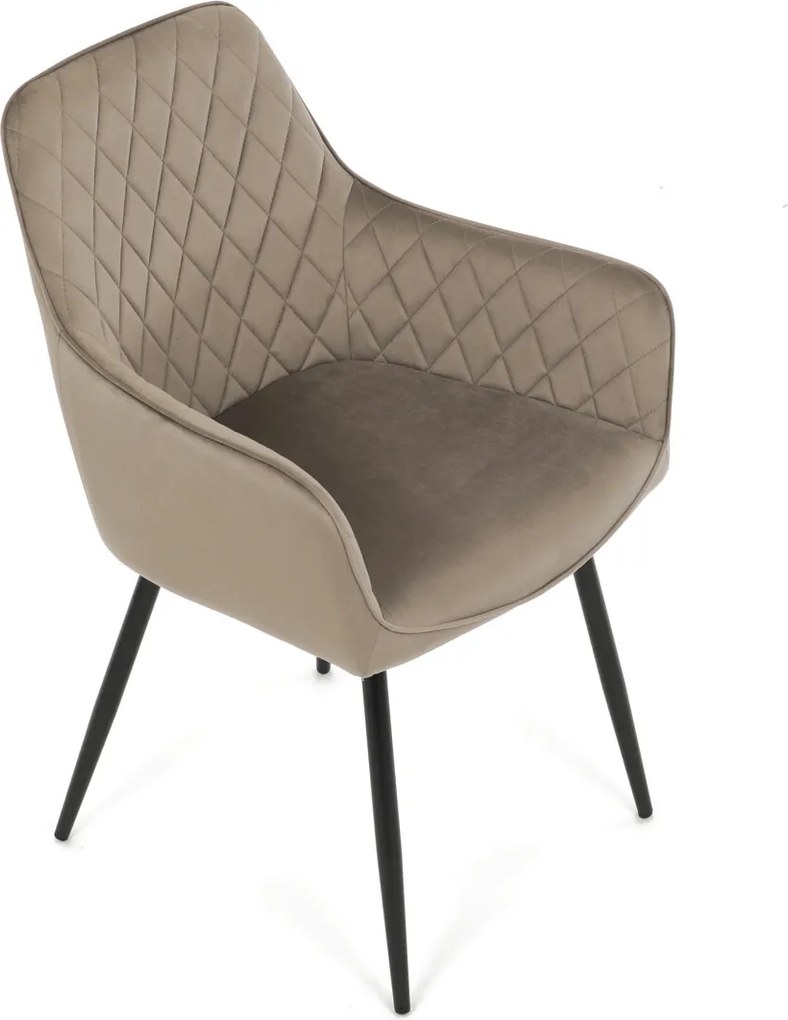 Jídelní židle SIREL - béžový samet / černé kovové nohy