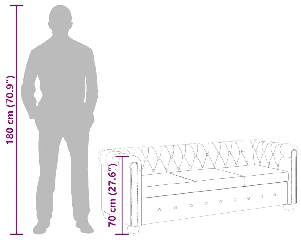 vidaXL Marketos Chesterfield 3místná sedačka umělá kůže černá