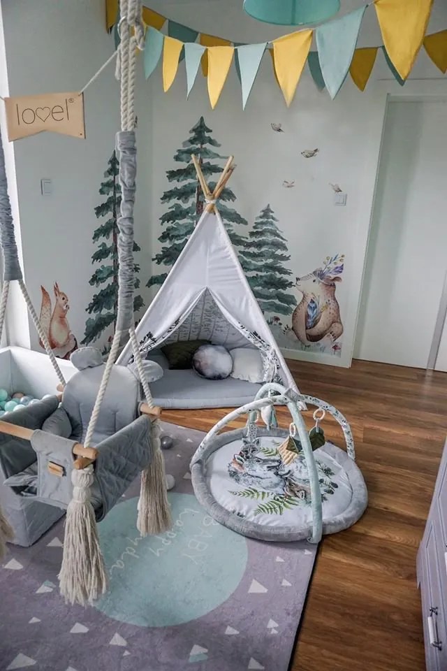 lovel.cz Dětský stan teepee Forest wolf + podložka + 4 polštáře