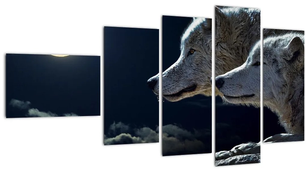 Obraz vlků vyjících na měsíc (110x60 cm), 40 dalších rozměrů