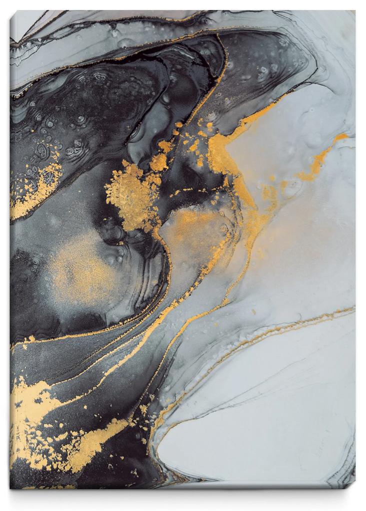 Malvis ® Obraz Šedozlatá pryskyřice Velikost (šířka x výška): pětidílný obdélník - 150x70 cm