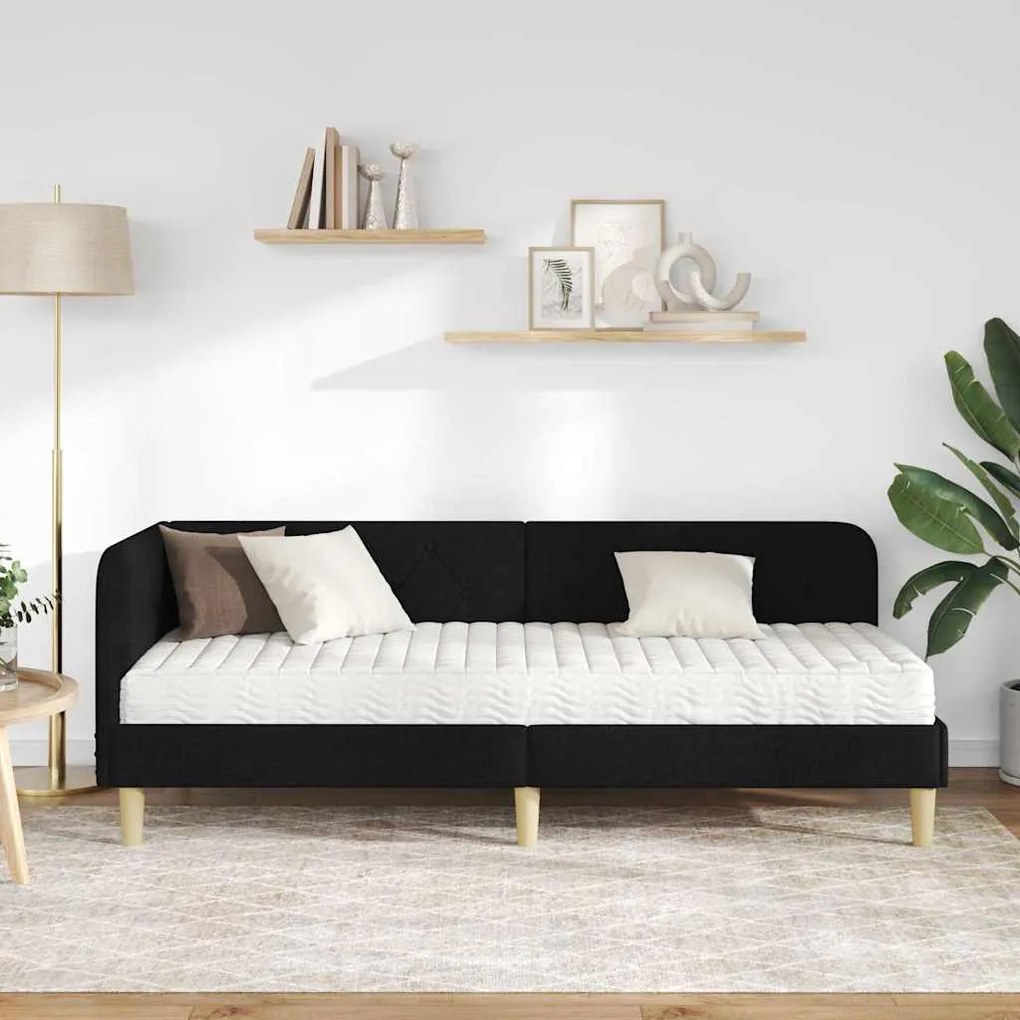 Rohový rám postele Černý 80 x 200 cm textil 3394103