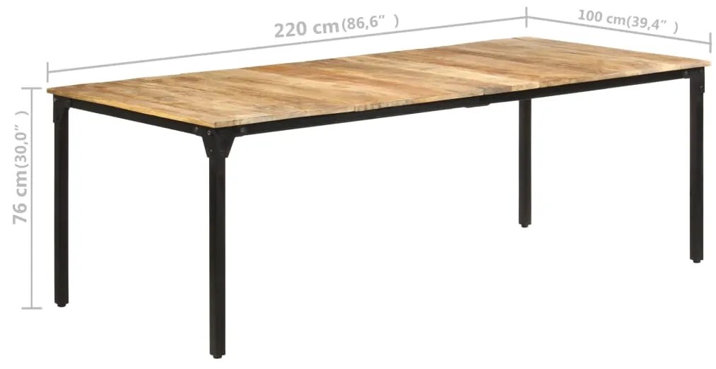 vidaXL Marketos Jídelní stůl 220 x 100 x 76 cm hrubé mangovníkové dřevo