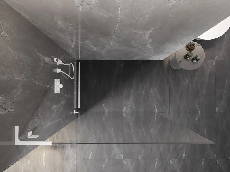 Mexen Lunar L, sprchová stěna levá 90 x 200 cm, 8mm čiré sklo, bílý profil, 830L-090-000-20-00-L