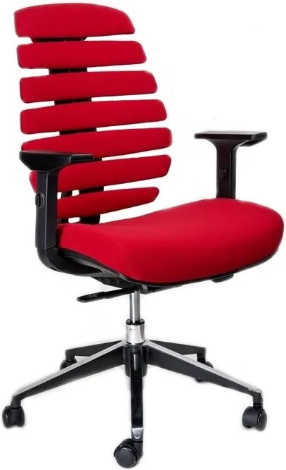 Kancelářská židle FISH BONES černý plast,červená látka 26-68
