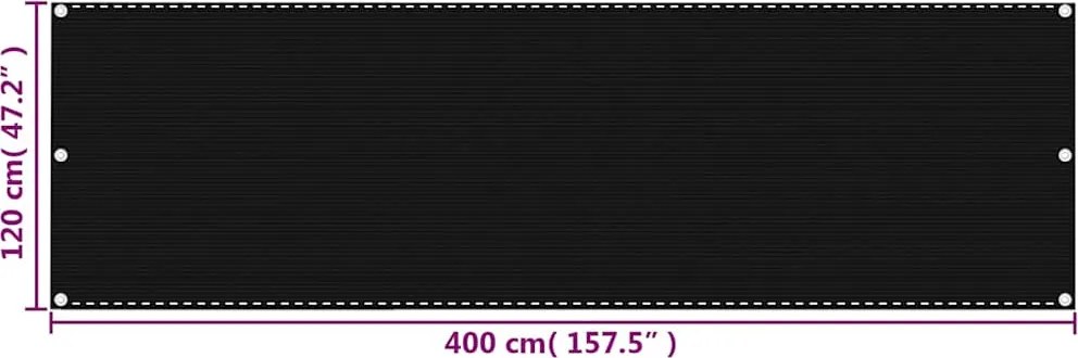 Balkonová zástěna černá 120 x 400 cm HDPE 311037