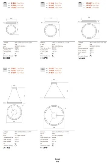 Redo 01-2677- LED Stmívatelný lustr na lanku ICONIC LED/60W/230V pr. 78 cm černá
