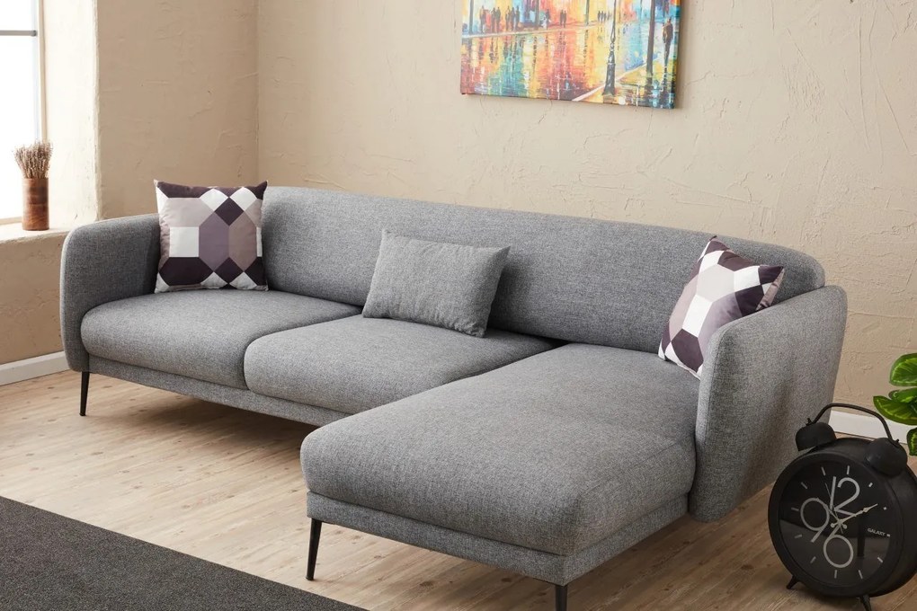 Hanah Home Rohová pohovka VENUS šedá pravá 825BLC2766