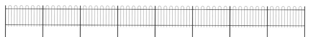 Zahradní plot s obloukem nahoře ocelový 1339 x 100 cm černý 277663