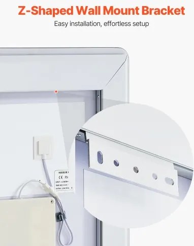 LED koupelnové zrcadlo 3 barvy proti zamlžování nástěnné toaletní zrcadlo 50 × 70 cm