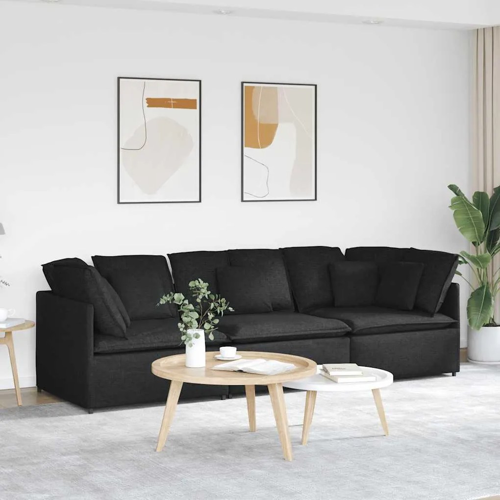 Modulární pohovka s polštáři textil černá 3321269
