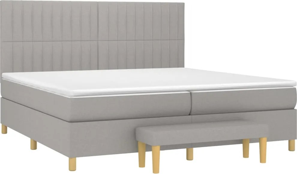 Box spring postel s matrací světle šedá 200 x 200 cm textil 3137341