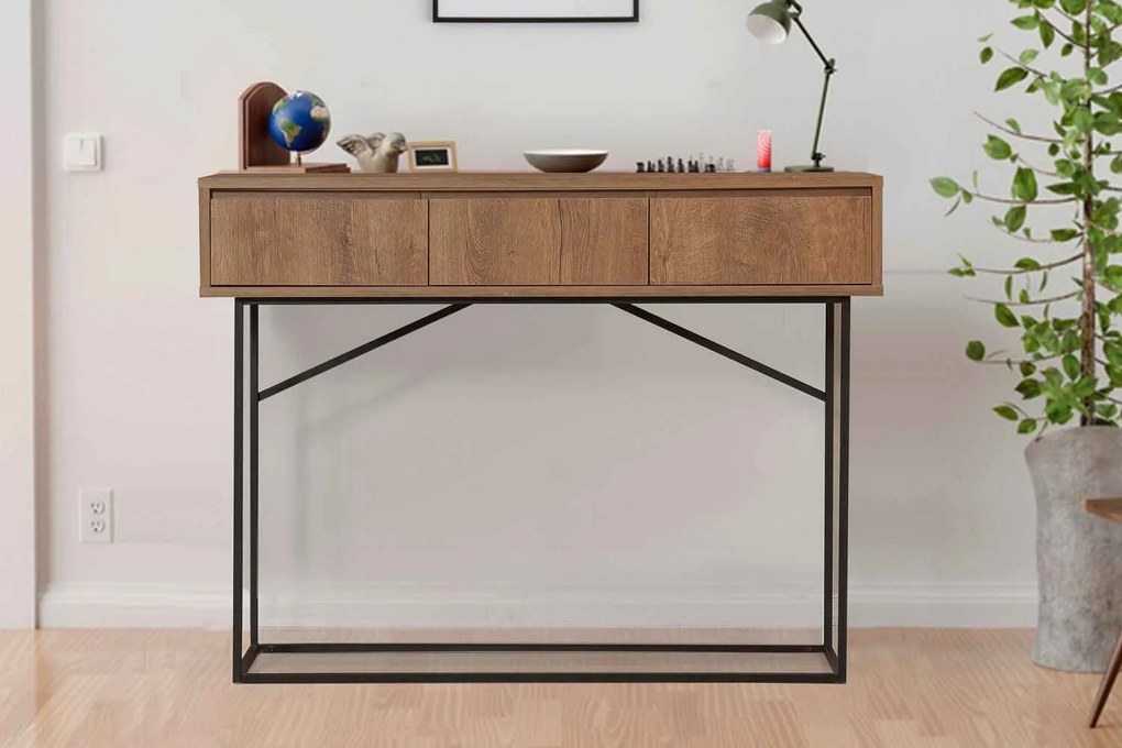Designová konzole Raivis 120 cm vzor ořech