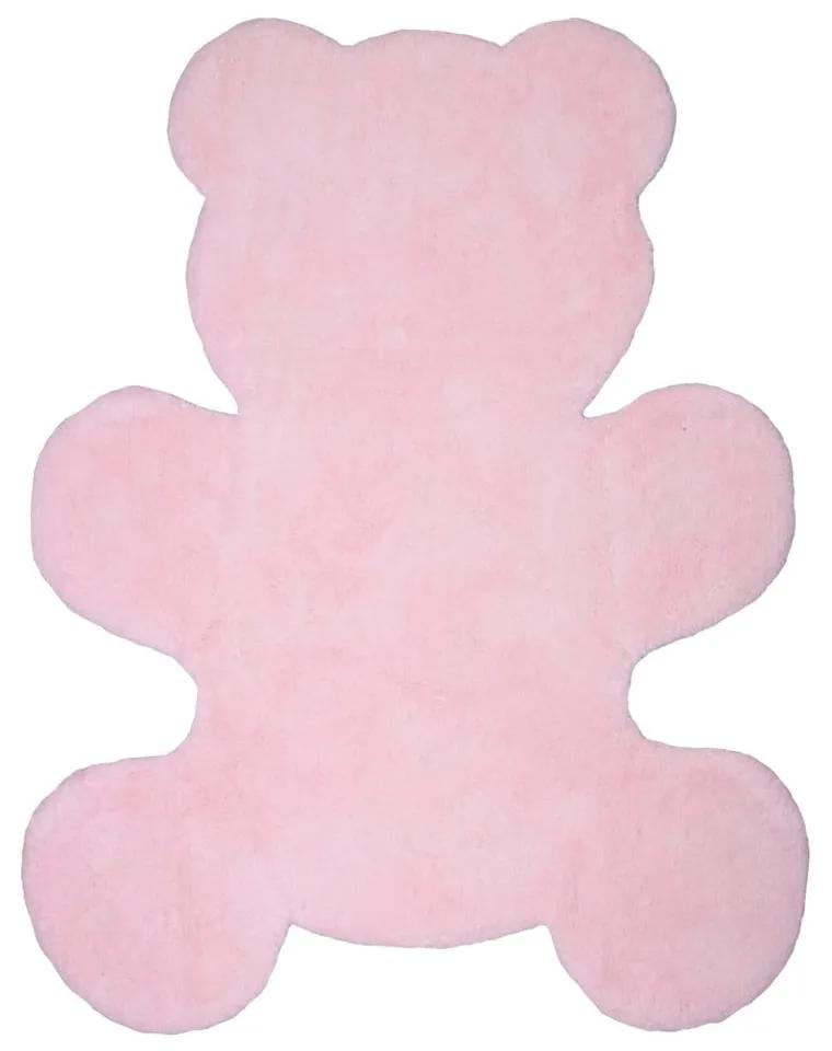 Dětský růžový ručně vyrobený koberec Nattiot Little Teddy, 80 x 100 cm