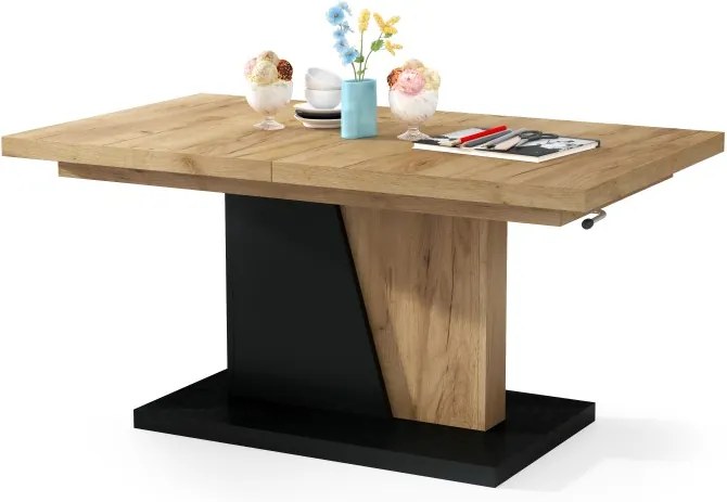 GRAND NOIR dub craft zlatý / černý, rozkládací, zvedací konferenční stůl, stolek