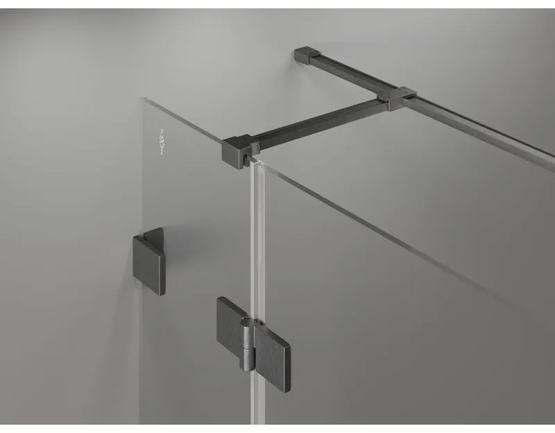Mexen Lunar T, sklápěcí levý sprchový kout 140 x 120 cm, 8mm čiré sklo, profil grafit broušený, 834T-140-120-66-00-L