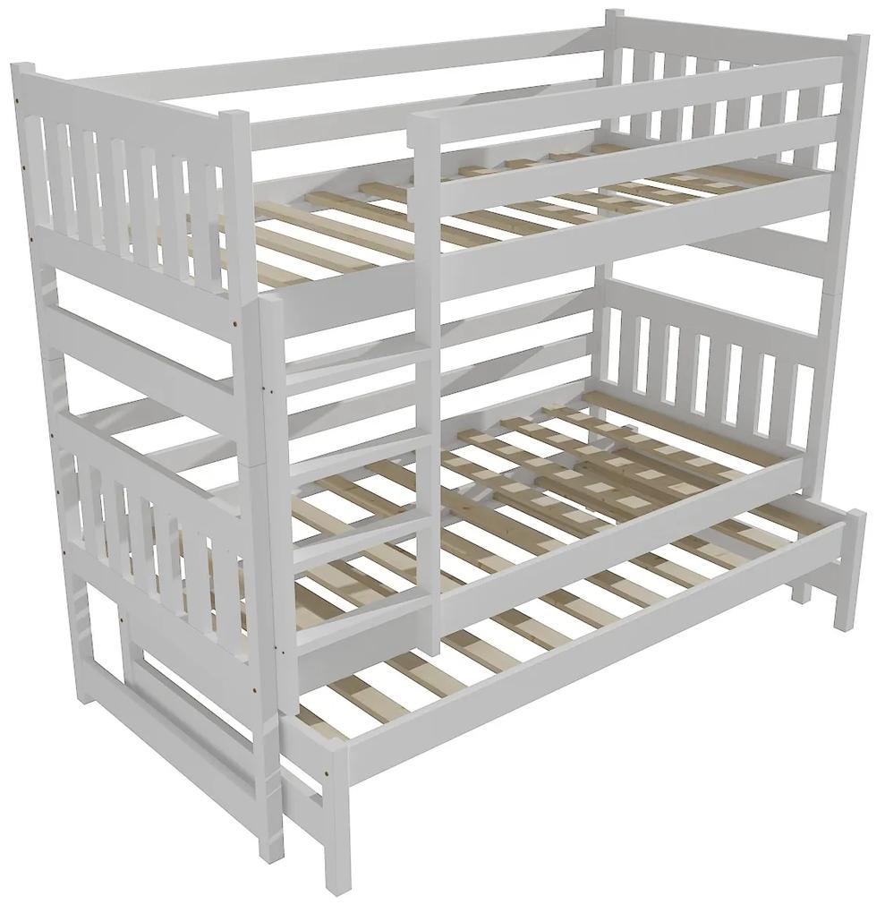 Vomaks Patrová postel s výsuvnou přistýlkou PPV 019 Rozměr: 80 x 180 cm, Barva: surové dřevo, Prostor mezi lůžky: 80 cm