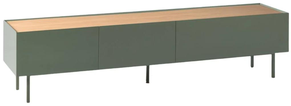 OnaDnes -20% Světle zelený dubový TV stolek Teulat Arista 180 x 40 cm