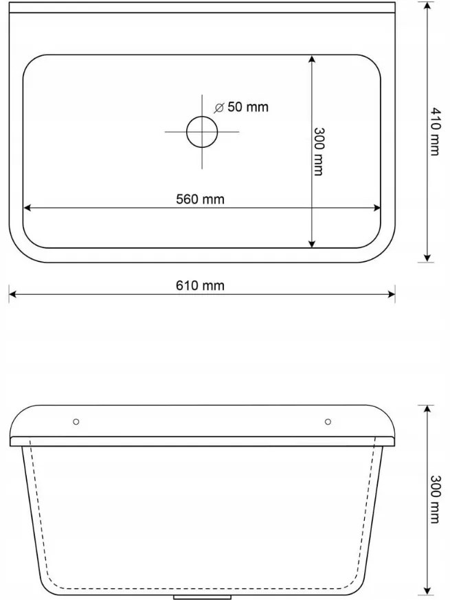 Sink Quality Universe, univerzální plastová výlevka 61x41x30 cm + sifon, 1-komorová, černá, SKQ-KGLK60-BK