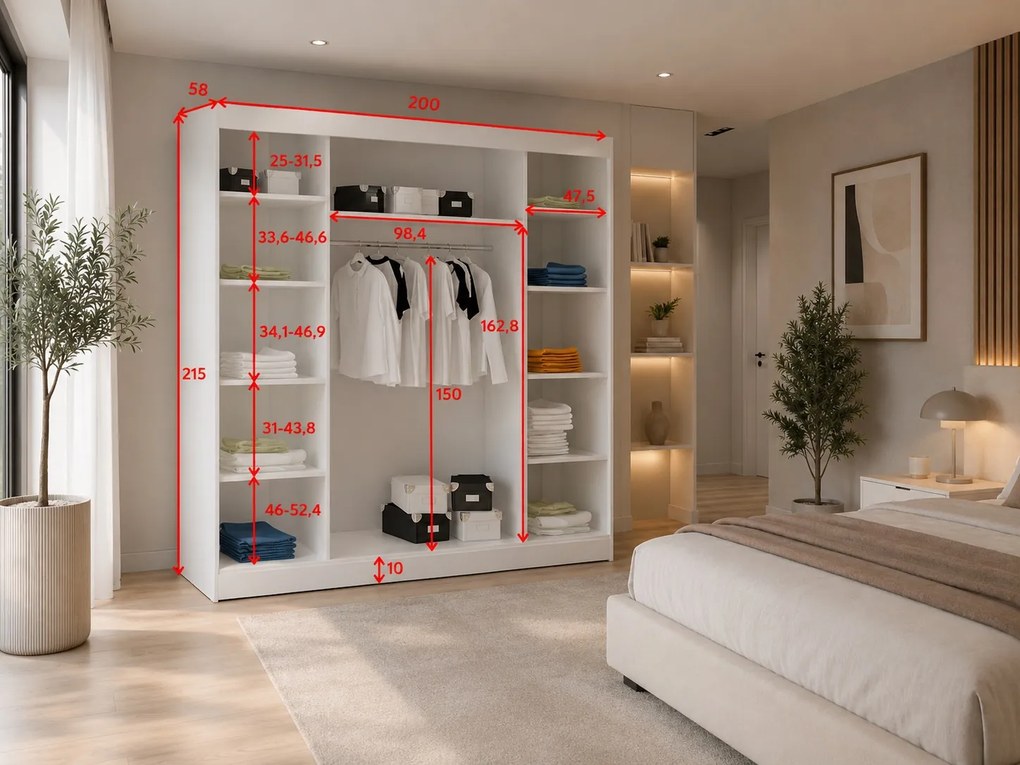 FALCO Skříň Baja IV 200 cm bílá/černá