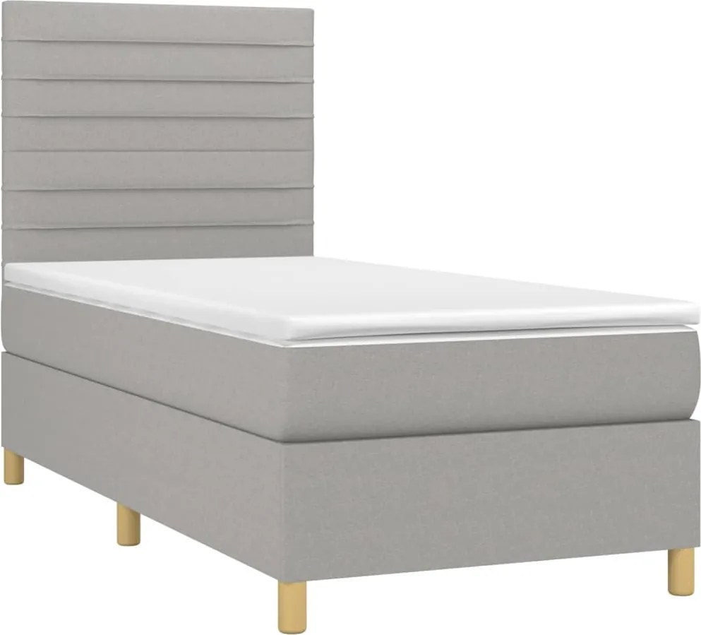 Box spring postel s matrací světle šedá 80 x 200 cm textil 3142369