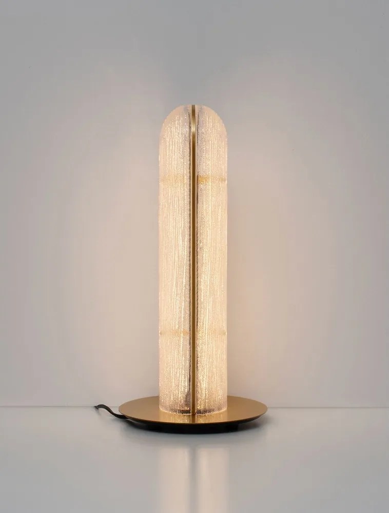 Kovová LED stolní lampa v mosazné barvě se skleněným stínidlem (výška 40 cm) Gloree – Nova Luce