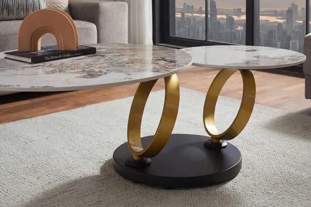 Designový konferenční stolek Danyale 80-134 cm zlatý