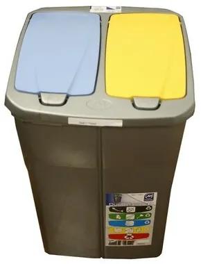 Koš na tříděný odpad dvojitý 45l víko modré a žluté