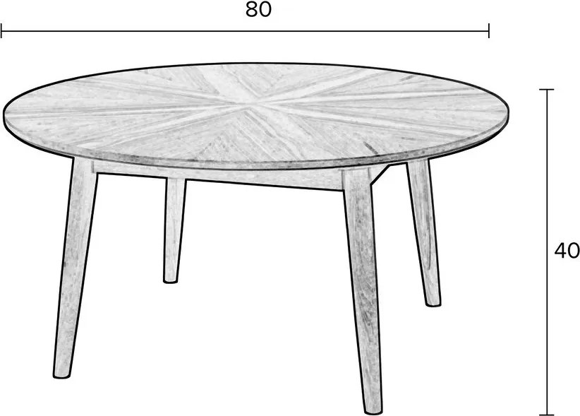 Černý kulatý konferenční stolek v dekoru dubu ø 80 cm Fabio – White Label