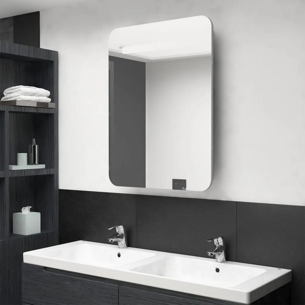 LED koupelnová skřínka se zrcadlem - 60x11x80 cm | betonově šedá