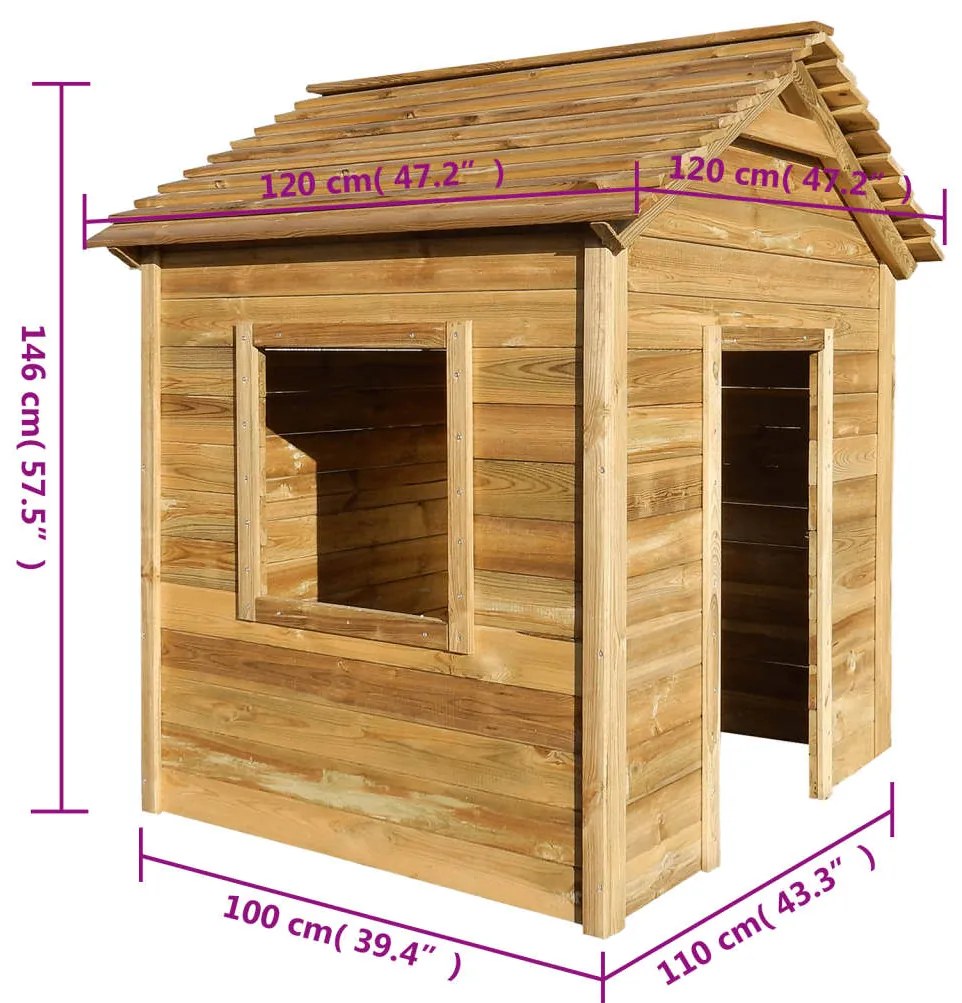 vidaXL Zahradní domeček pro děti 120 x 120 x 146 cm borové dřevo