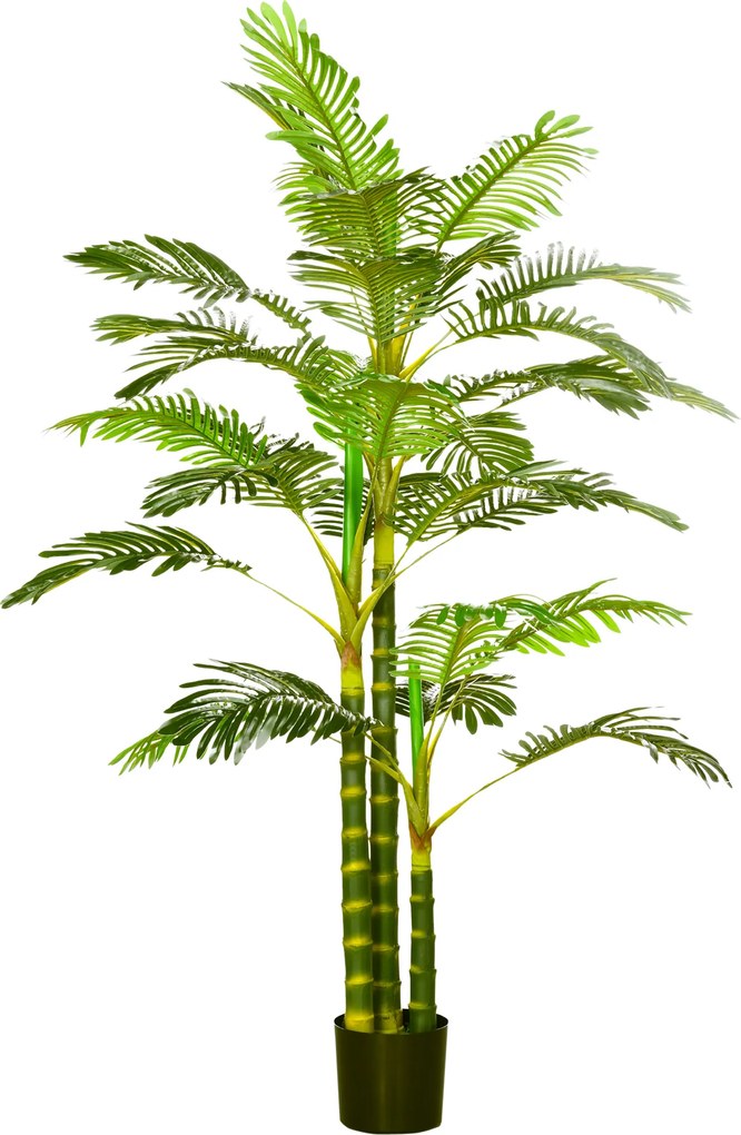 Umělá palma HOMCOM 190 cm, umělá rostlina v květináči, plastová umělá palma, dekorativní umělá rostlina do obývacího pokoje, ložnice, kanceláře nebo …