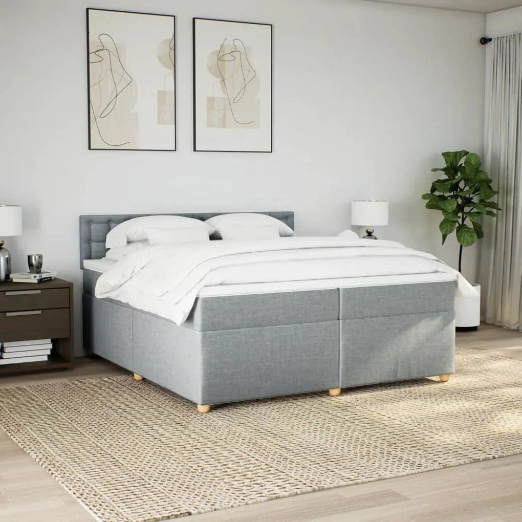 Box spring postel s matrací světle šedá 200 x 200 cm textil 3289101