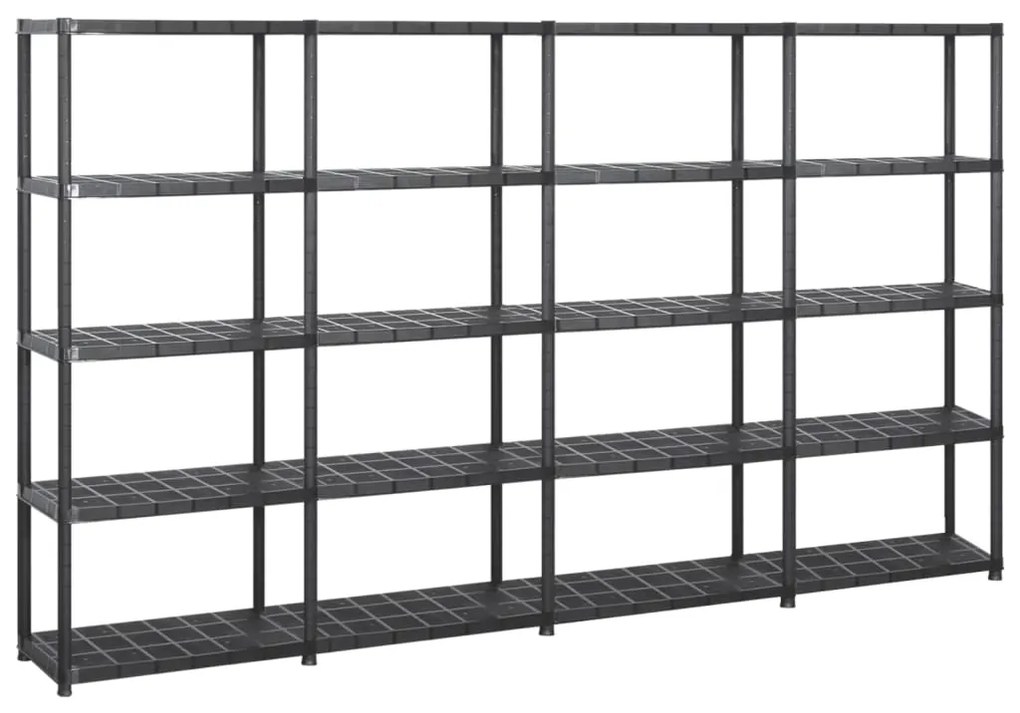 Úložný regál 5patrový černý 284 x 38 x 170 cm plast 3059860