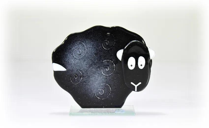 BDK-GLASS Skleněná dekorativní ovečka - černá