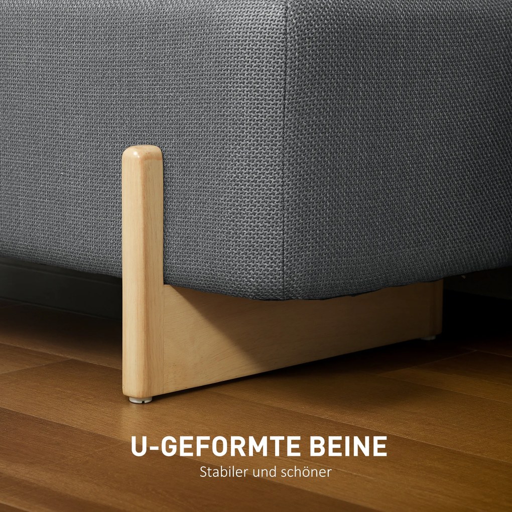 HOMCOM Stolička s úložným prostorem, sedací lavice s pěnovým polstrováním, imitace lnu, 111 x 44,5 cm, tmavě šedá