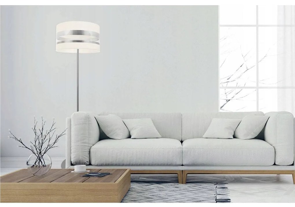 Podlahová lampa INTENSE CHROME, 1x textilní stínítko (výběr ze 6 barev), (výběr ze 3 barev konstrukce), (fi 35cm), O