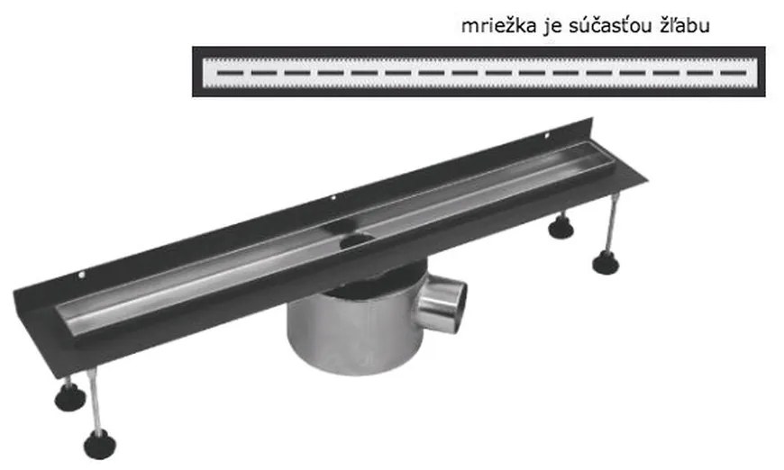 Sprchový žlab SLOT L s horizontální a vertikální přírubou, 100 cm