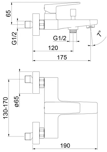 Sapho - Vanová baterie TURSI lesklý chrom