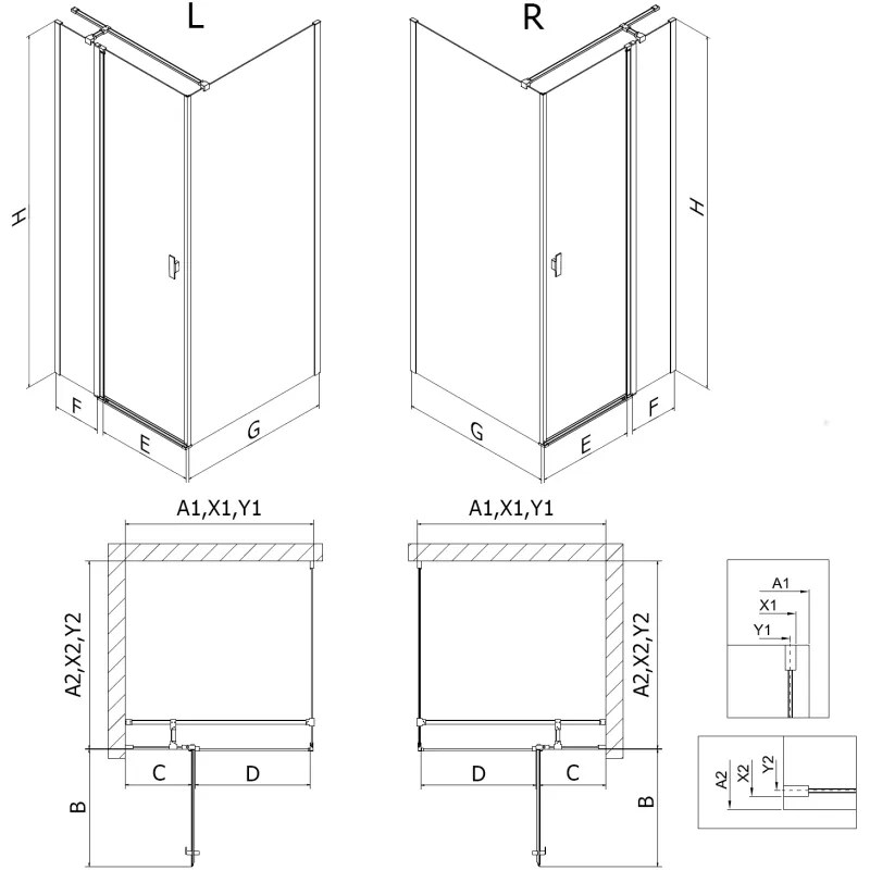Mexen, Mexen Mist T pravý výklopný sprchový kout 75 x 75 cm, černá mřížka - 8A4T-075-075-70-77-P